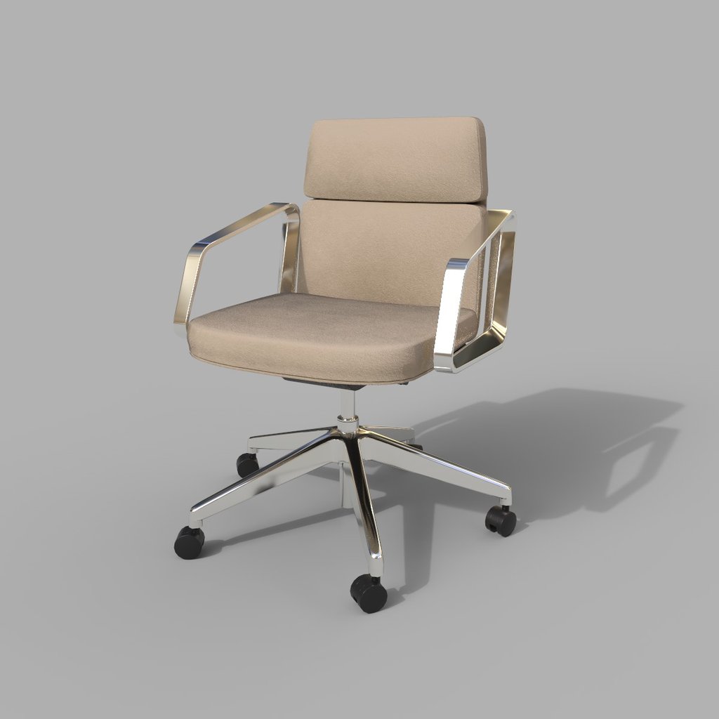 LAS Lead Low Chair Biege Velour | Desk Chairs models | BlenderKit