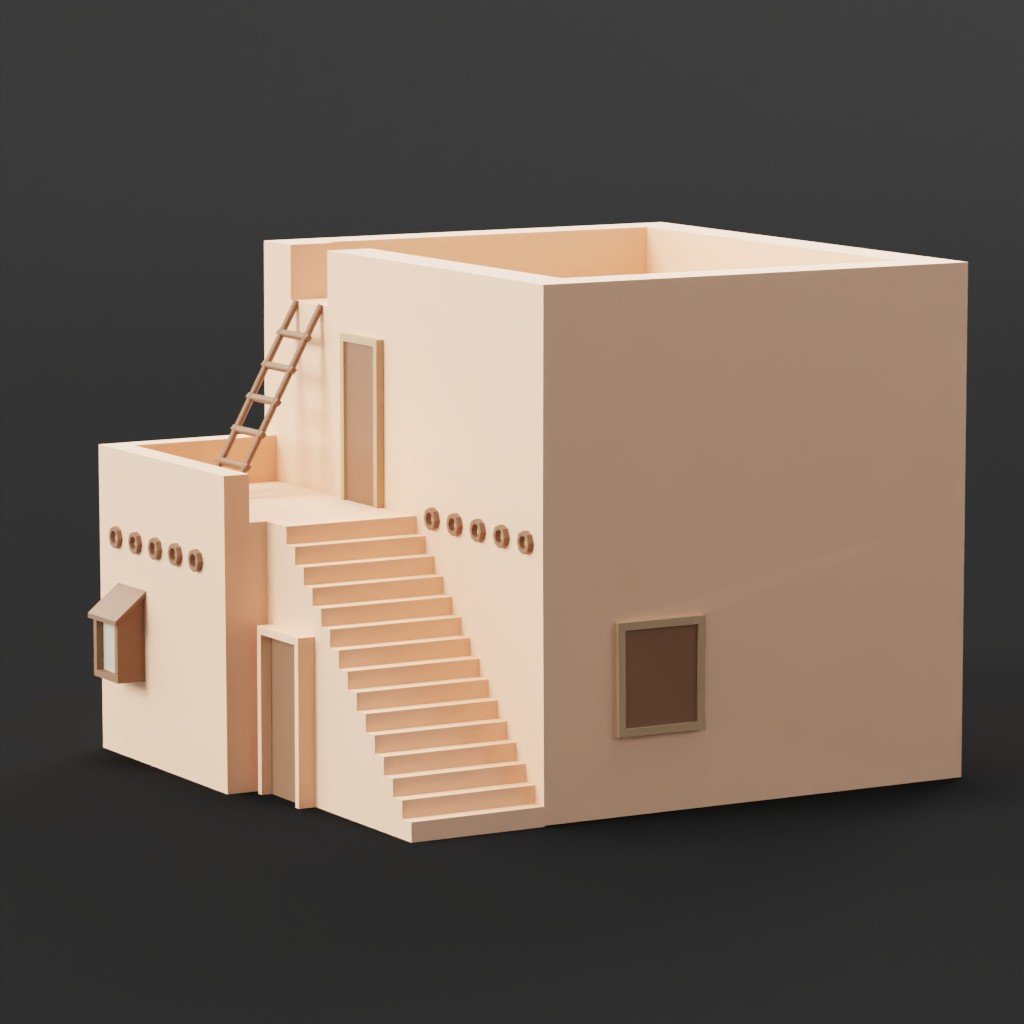 Stylised low poly building | FREE Historic Buildings models | BlenderKit