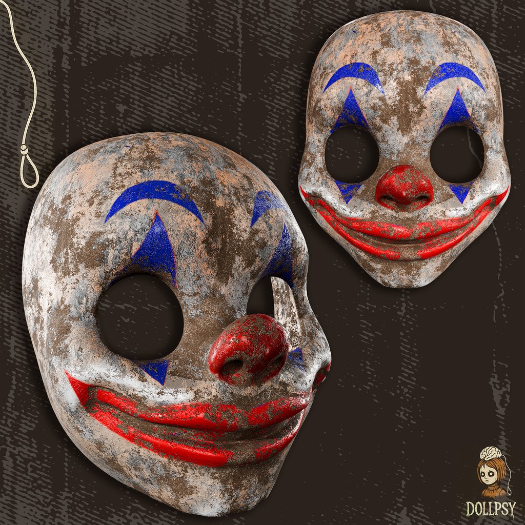 Object Dollpsy-Creepy Clown Mask | Interior Decorations models | BlenderKit