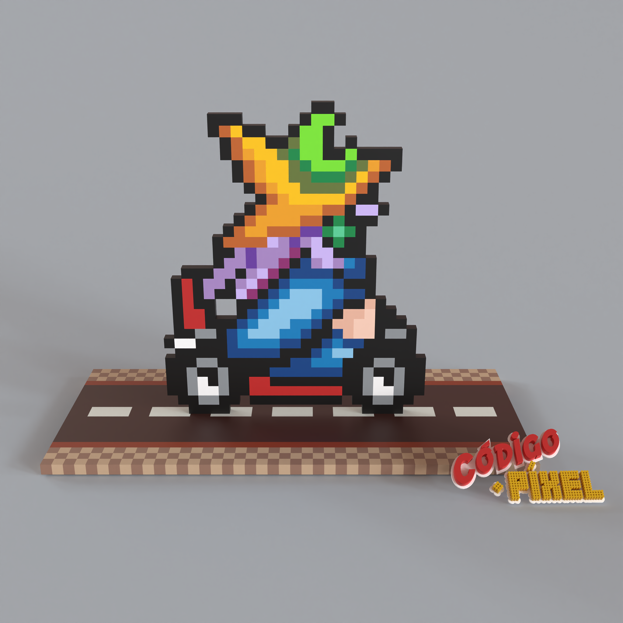 SMK040 - Super Pixel Kart FF B.Mage | FREE 3D Character models | BlenderKit