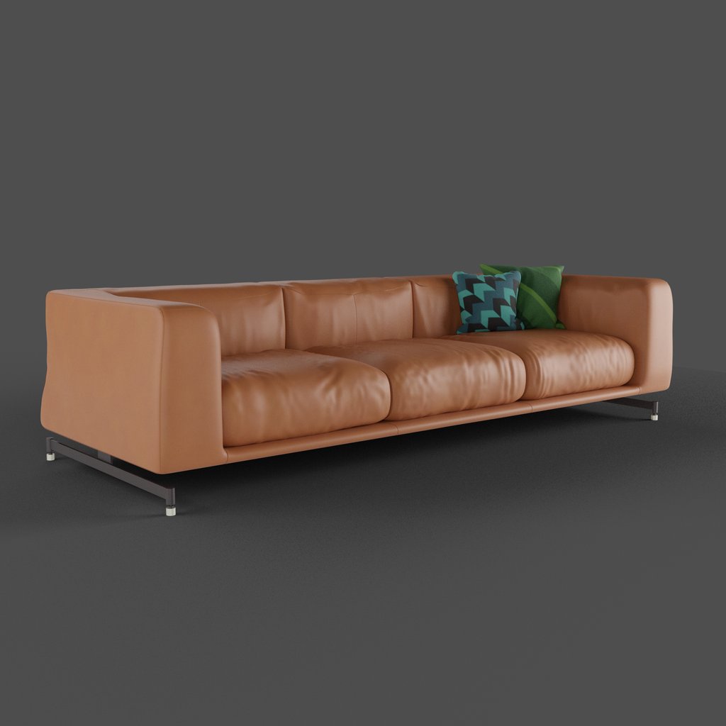 Fancy Sofa Long | FREE 3D Sofa models | BlenderKit