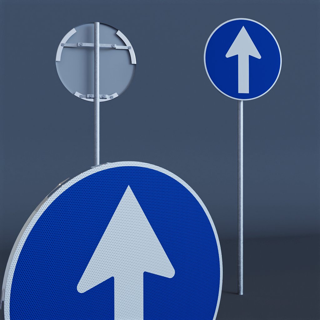 Only straight road sign | FREE Signs models | BlenderKit