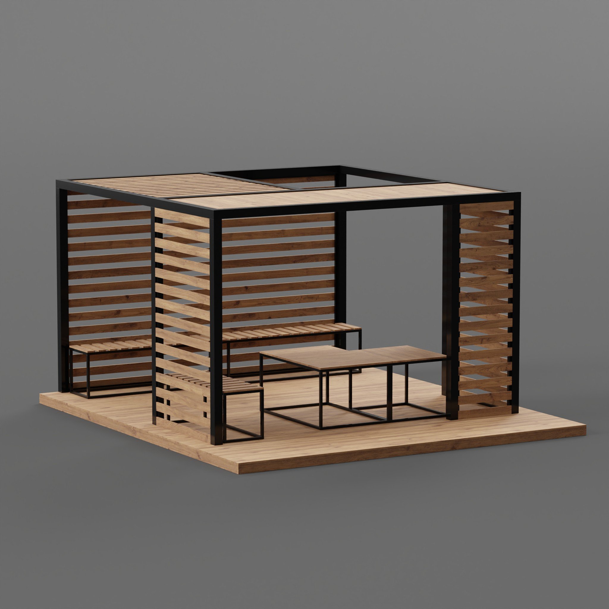 Pergola variance 39 | Benches models | BlenderKit