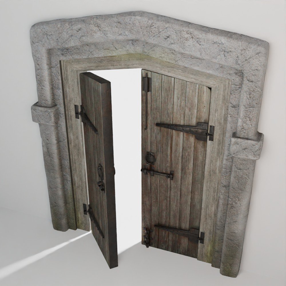 Medieval Double Door 20 | Doors models | BlenderKit