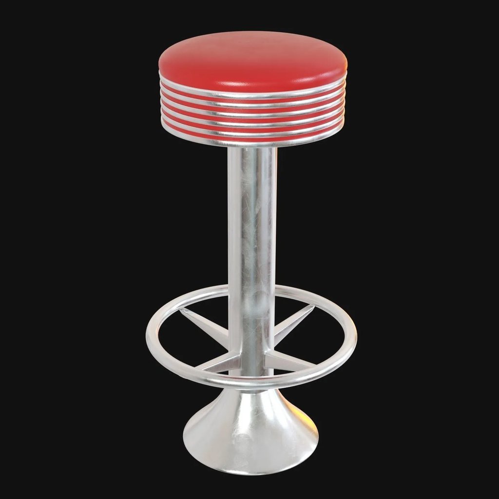 Retro Diner Stool | Bar chairs models | BlenderKit