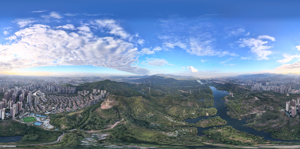 Green tree mountain cloud bluesky | Nature HDRis | BlenderKit