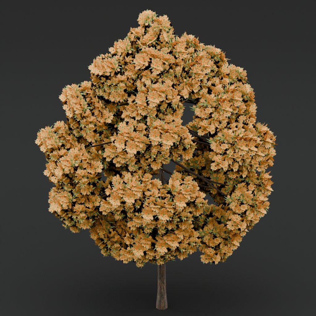Yellow flowered-light green leaved tree | FREE Trees models | BlenderKit