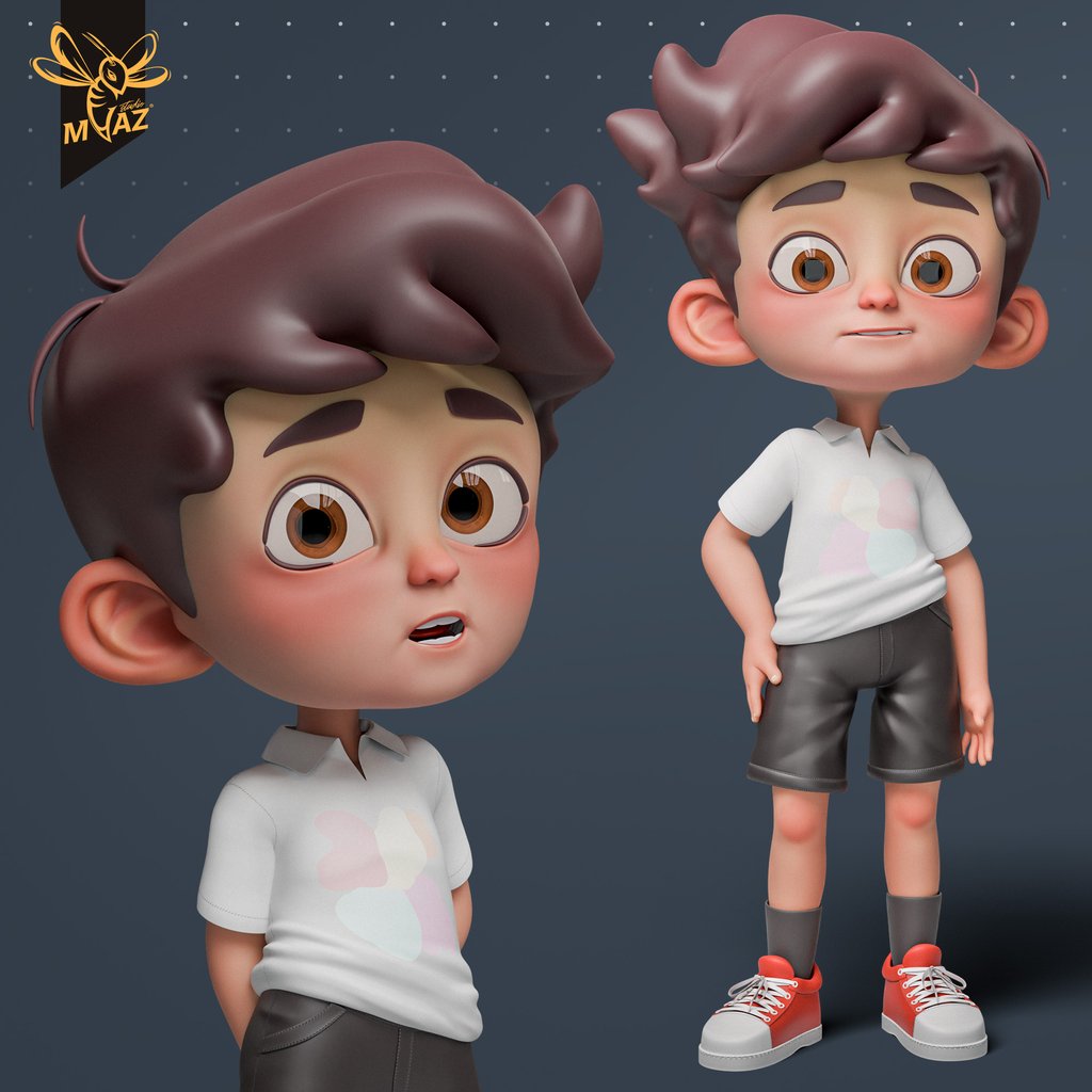 Stylized 3D Boy with Cute Features | Children models | BlenderKit