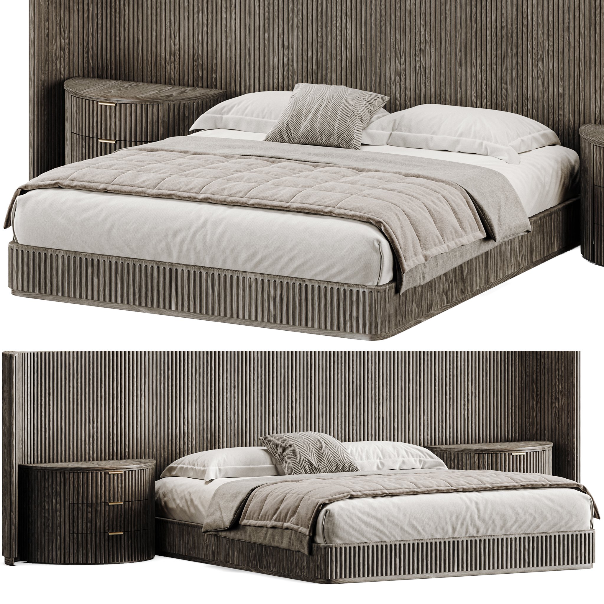 RH bed Byron Extended Panel | Beds models | BlenderKit