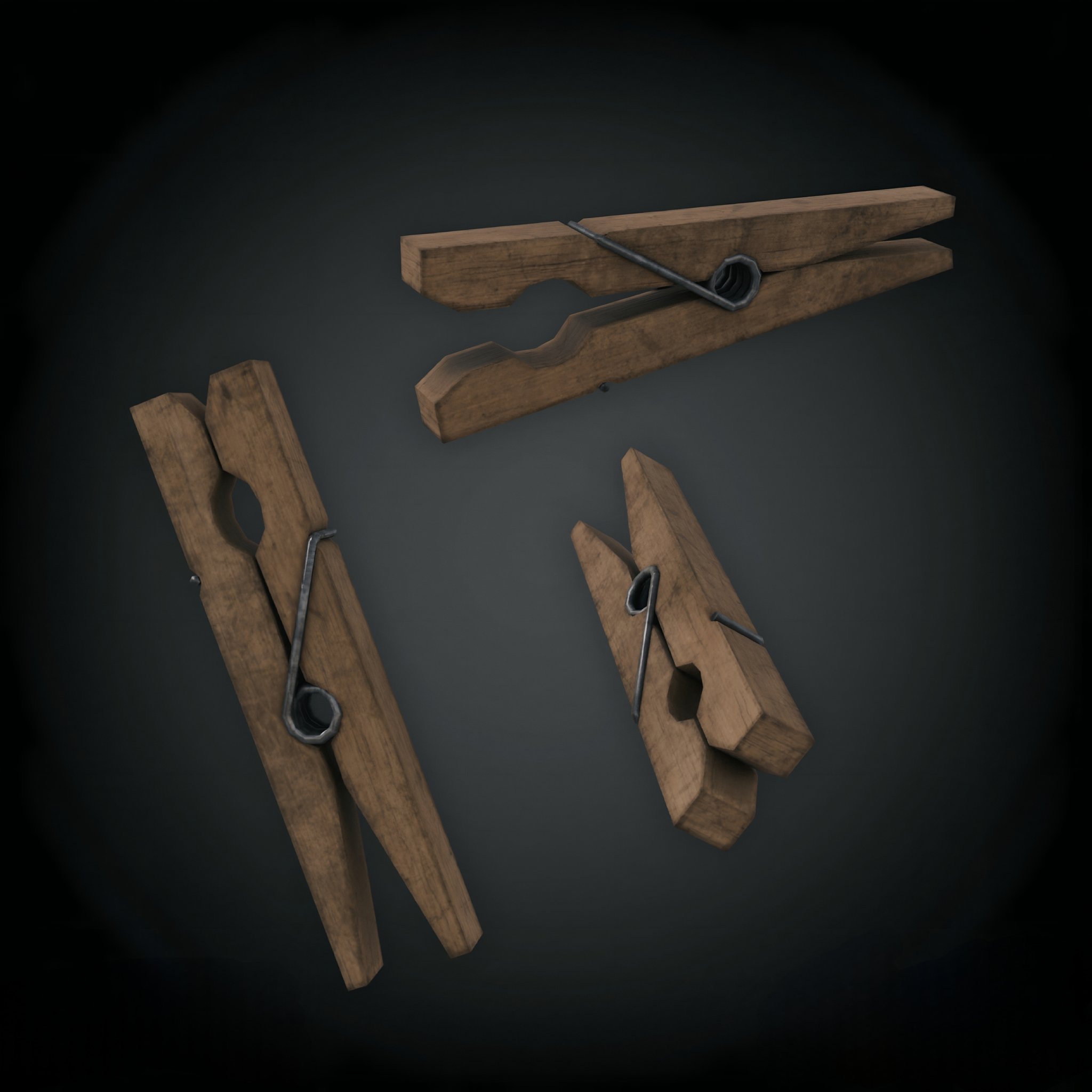 Classic Wooden Laundry Tongs | Handtools models | BlenderKit