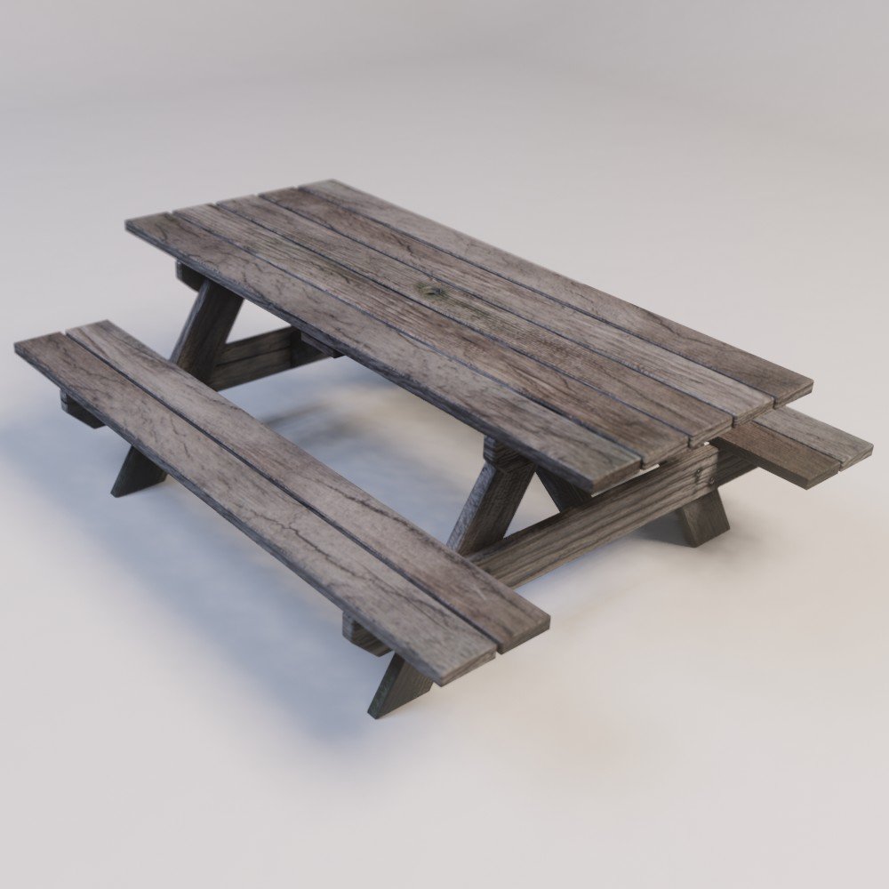 Low-Poly Picnic Bench | Outdoor Furniture models | BlenderKit