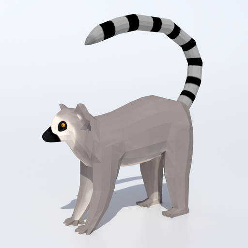 Low Poly Ring Tailed Lemur | Mammals models | BlenderKit
