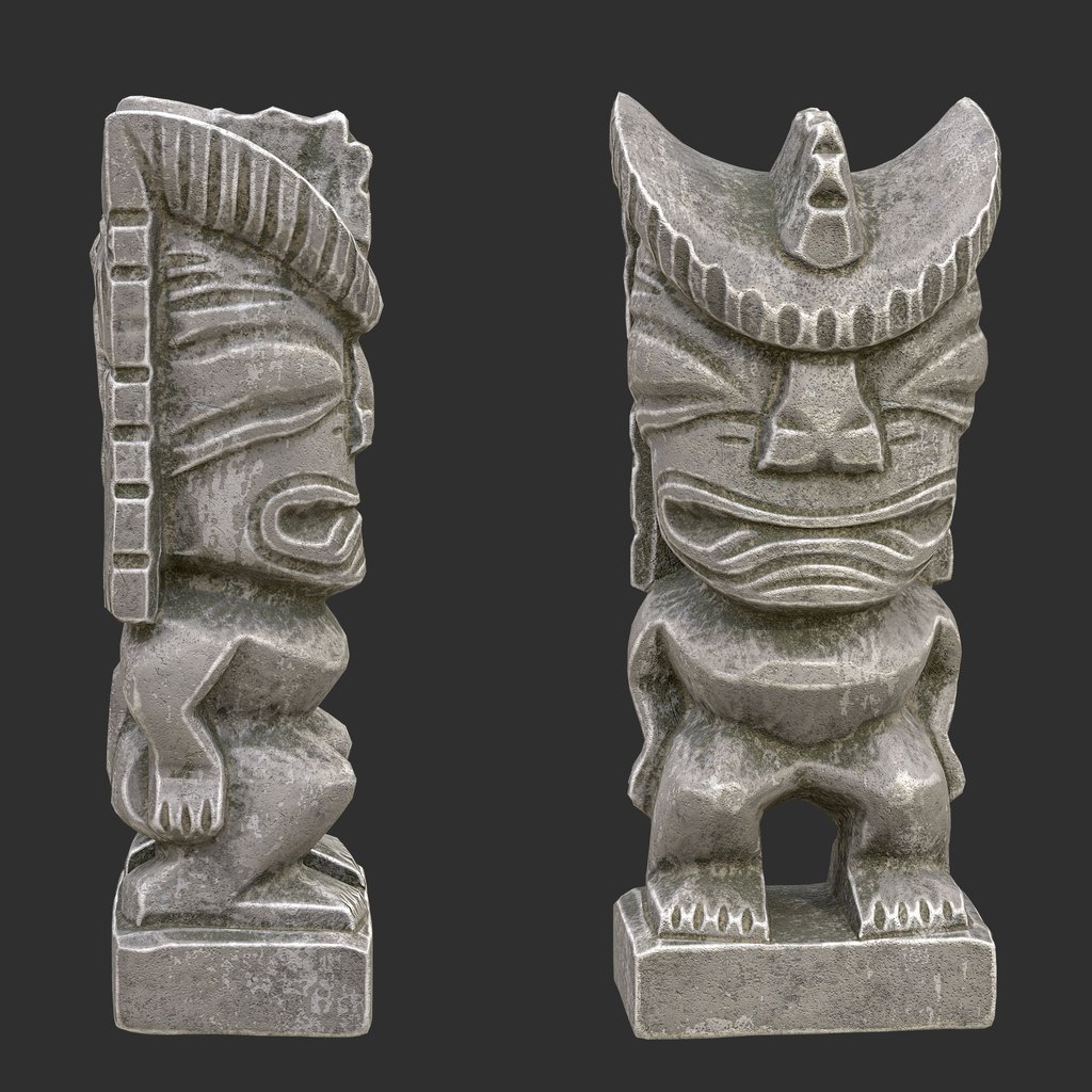 Tiki God Mad Warrior Statue Stone | Interior Sculptures models | BlenderKit