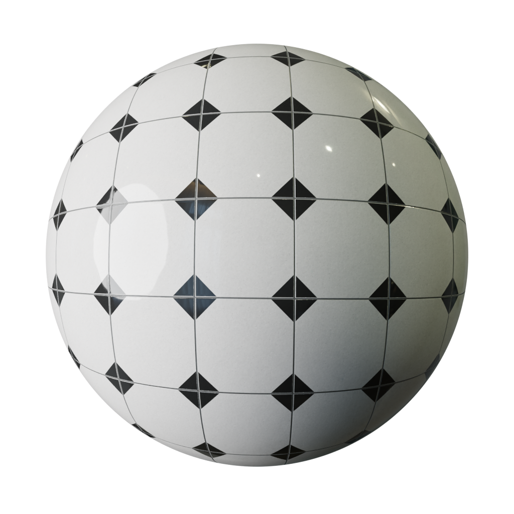 White and Black Dot Octagonal | FREE tiles materials | BlenderKit